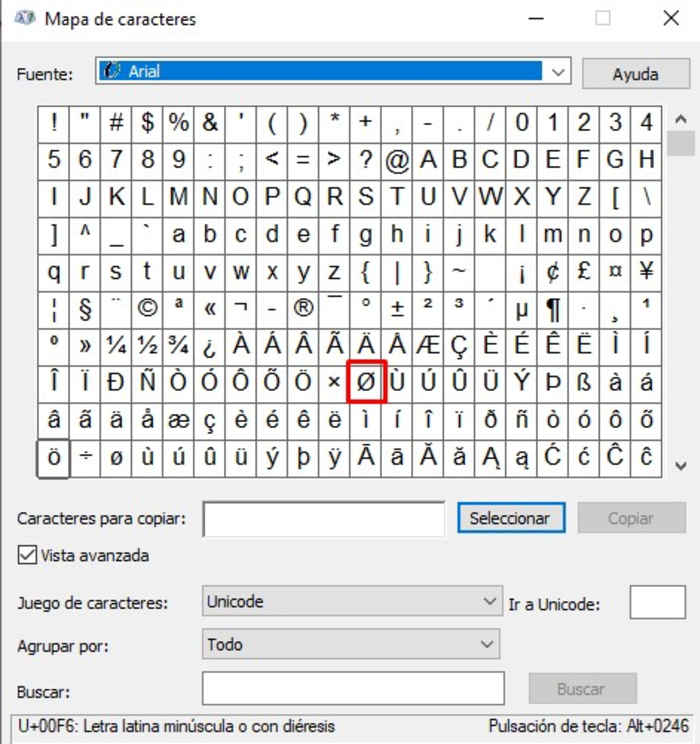 Cómo hacer el símbolo de diámetro « Ø, ø » con el teclado (con ejemplos)